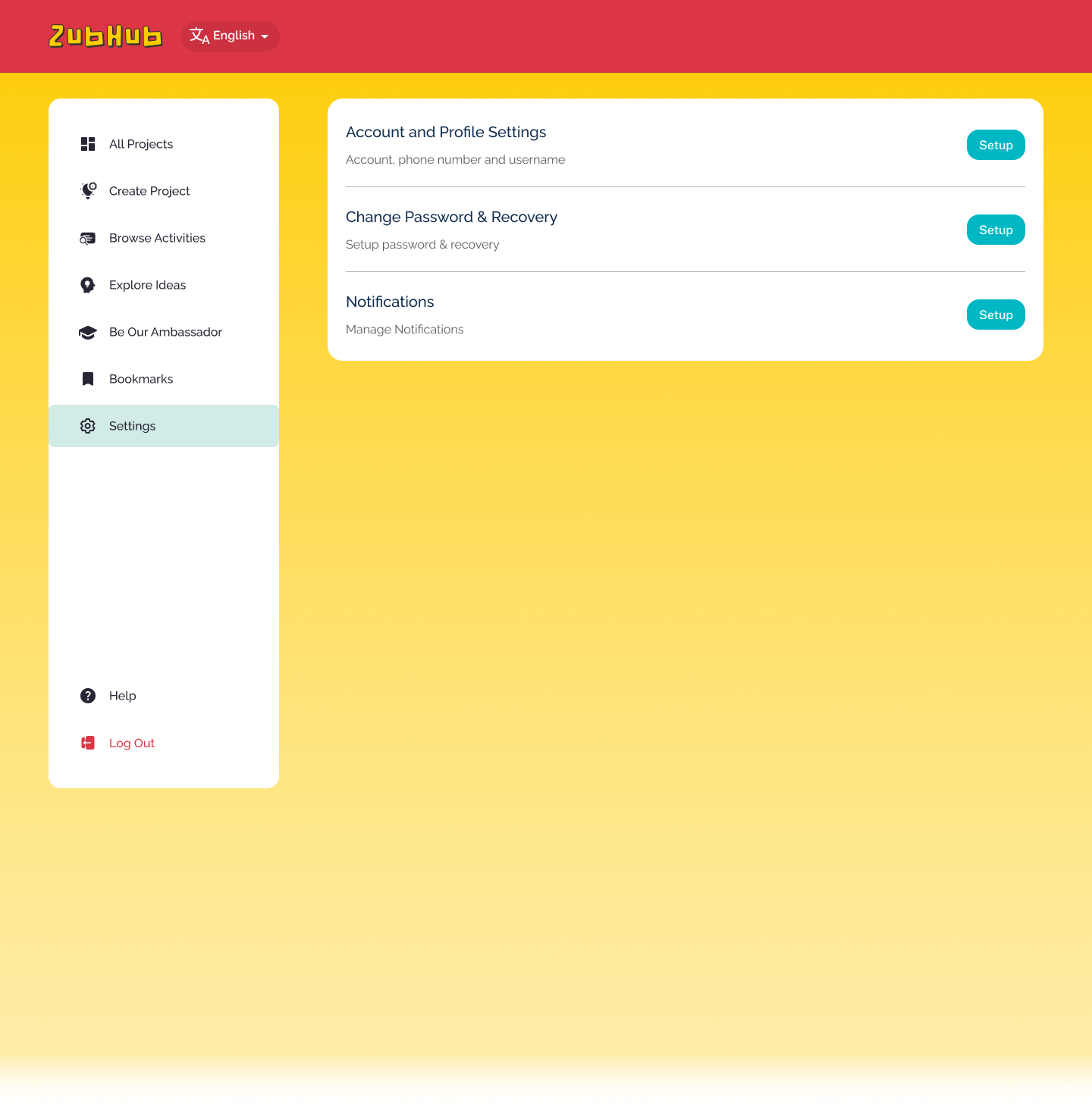 Move change password feature to a new tab · Issue #984 · unstructuredstudio/zubhub · GitHub