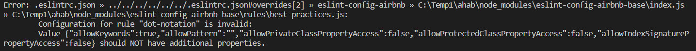 Configuration for rule "dot-notation" is invalid · Issue #2766 · airbnb/javascript · GitHub
