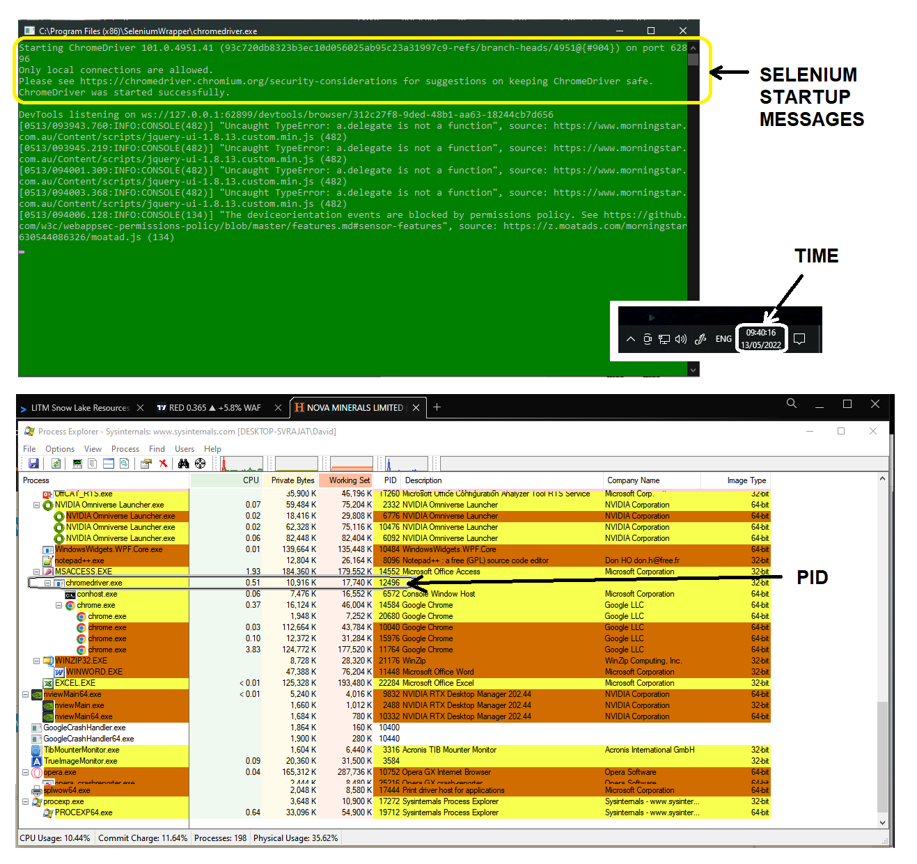 Selenium Web Driver Start Up Log Instance Identification · Issue 2099