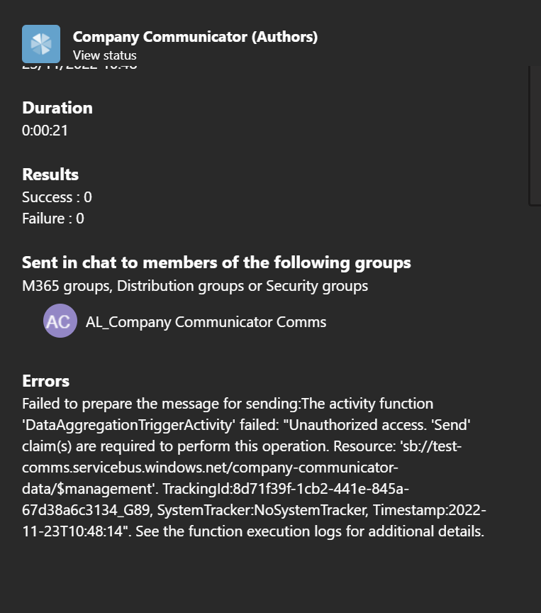 Unable To Send Messages Via Company Communicator · Issue 918 · Officedev Microsoft Teams Apps