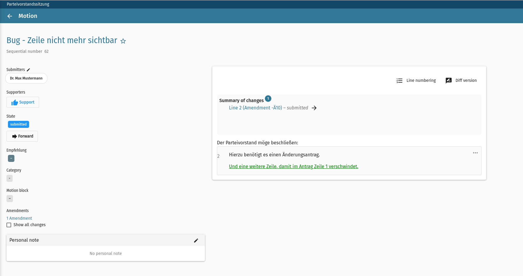 Lines disappear due to new amendment · Issue #1379 · OpenSlides/openslides-client · GitHub