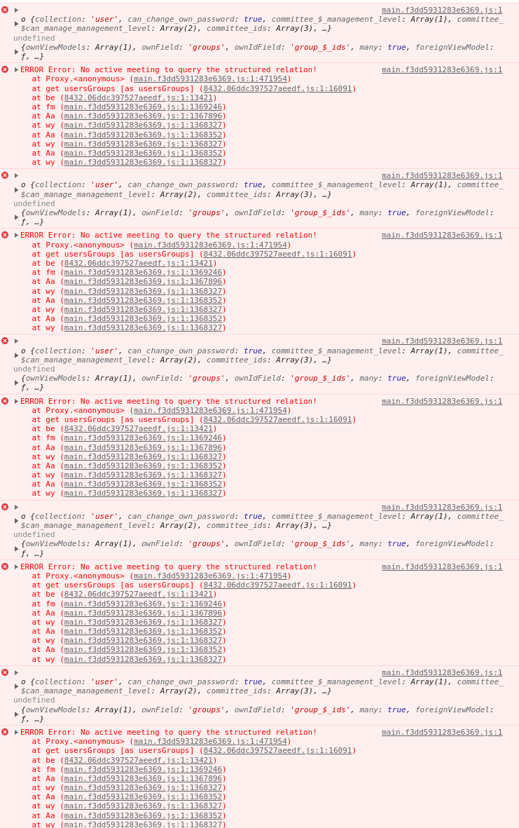 Navigating from user detail view to organisation level generates error ...