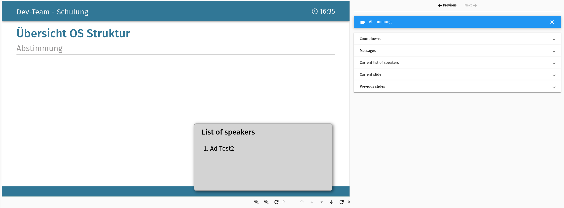 overlay of the current list of speakers could be moved up and down on the projector · Issue ...