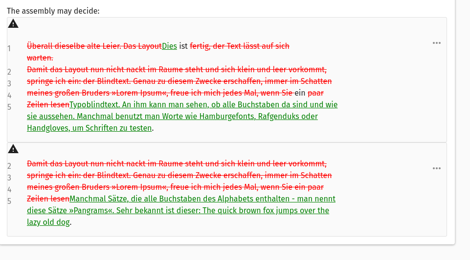 Motion and projection of it with wrong line numbers (amendment vs. change recom. at same ...