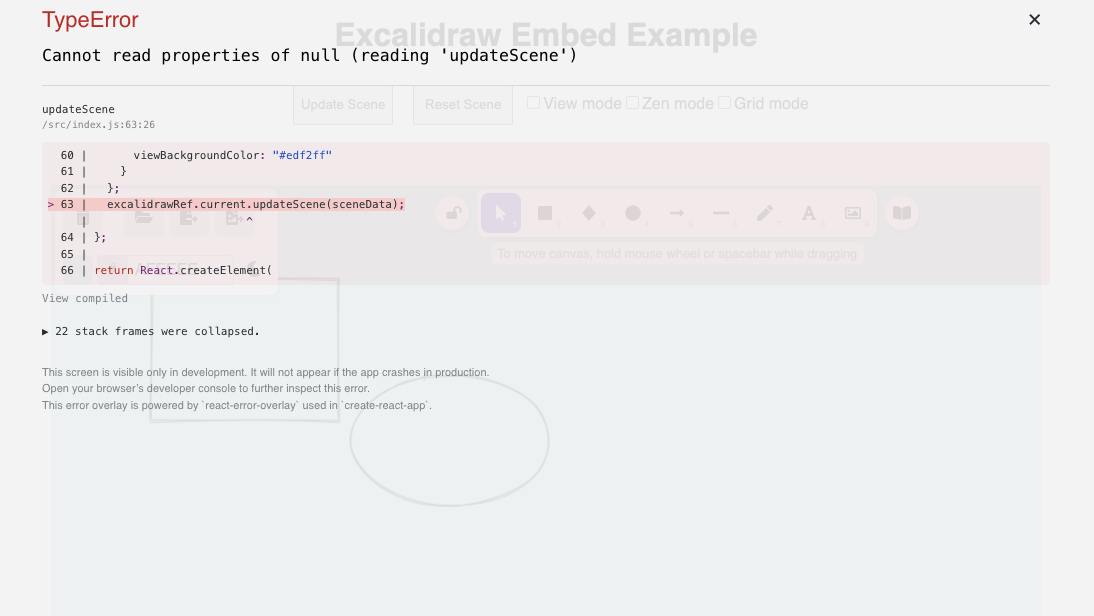 Sandbox example on integrating excalidraw as a cdn package isn't ...