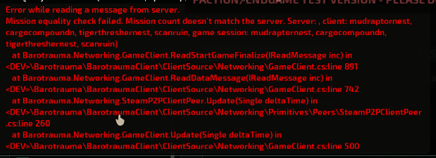 [Factions] Mass disconnect at the end of rounds (P2P server, "mission equality check failed ...