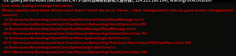 [Factions] Mass disconnect at the end of rounds (P2P server, "mission equality check failed ...