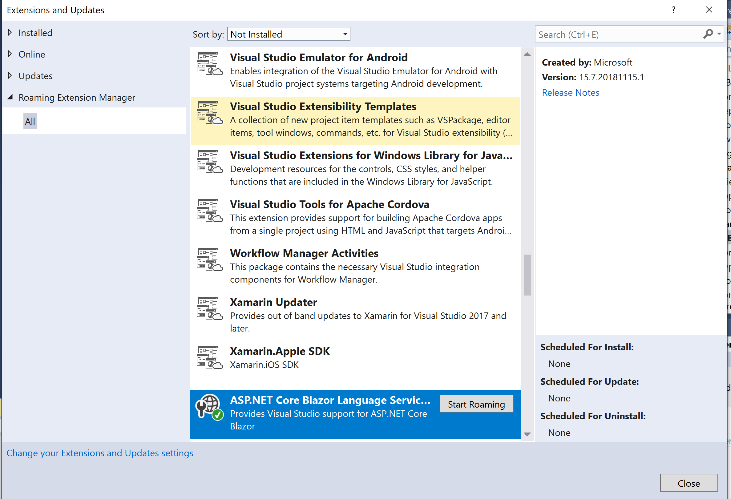 Blazor Template Was Not Showing On Vs 2017 1599 And Visx Error · Issue 8767 · Dotnet