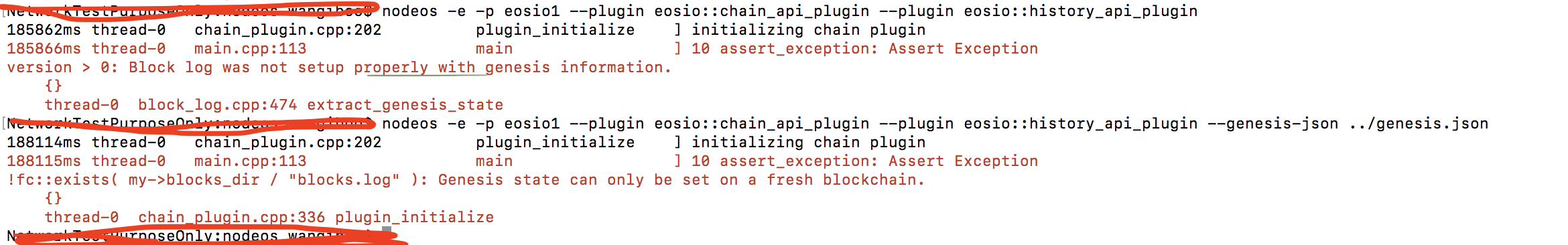 nodeos should not complain about genesis file after it has initialized its data directory ...