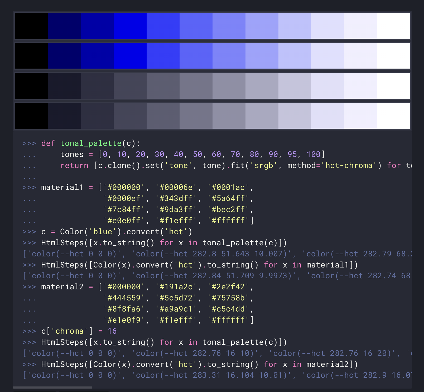 Possibly look into HCT color space · Issue #255 · facelessuser/coloraide · GitHub
