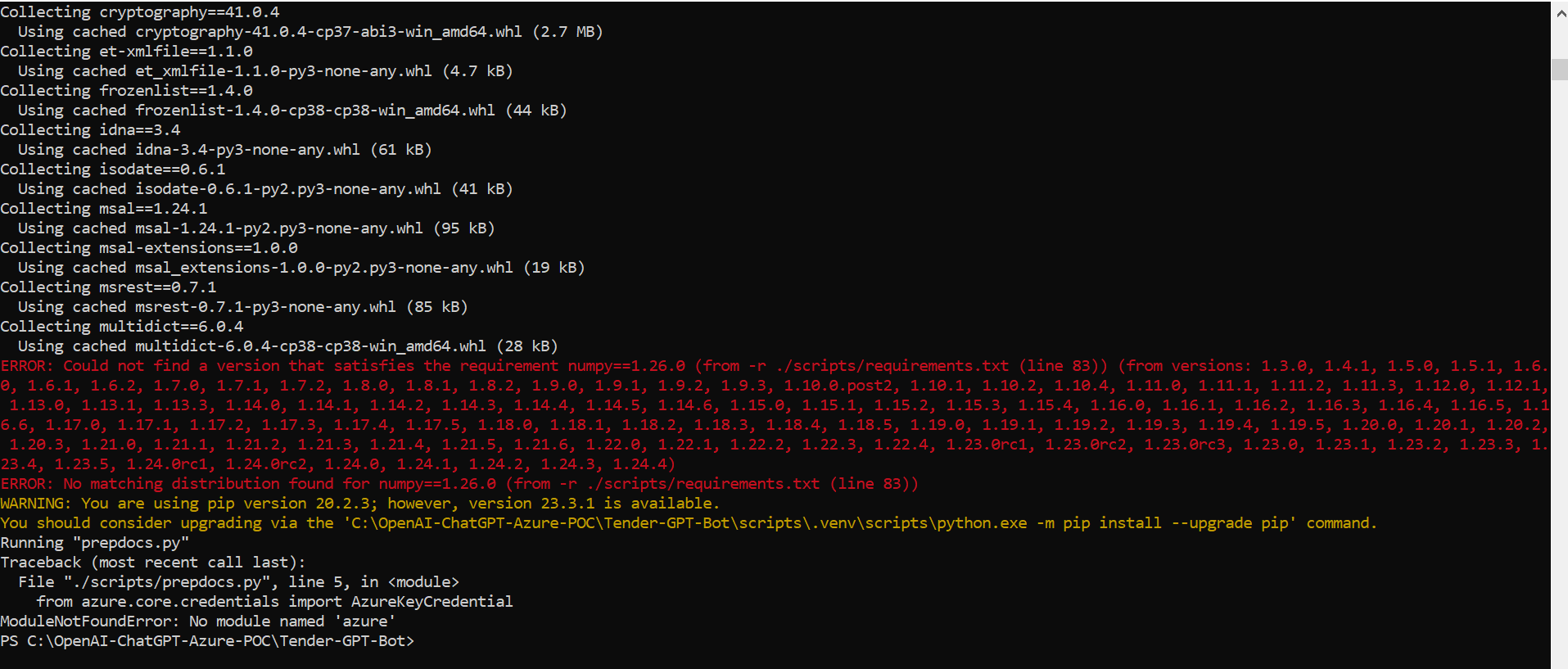 ModuleNotFoundError: No module named 'azure' on ./scripts/prepdocs.ps1 · Issue #886 · Azure ...