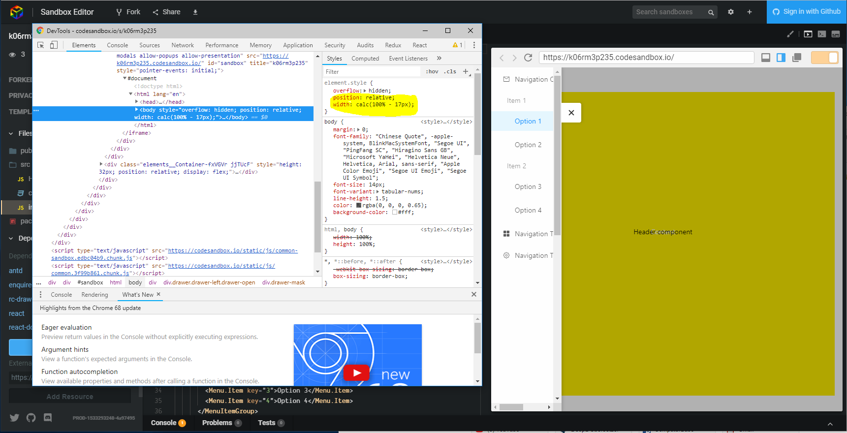 Width calculation is wrong when opening the drawer · Issue #36 · react-component/drawer · GitHub