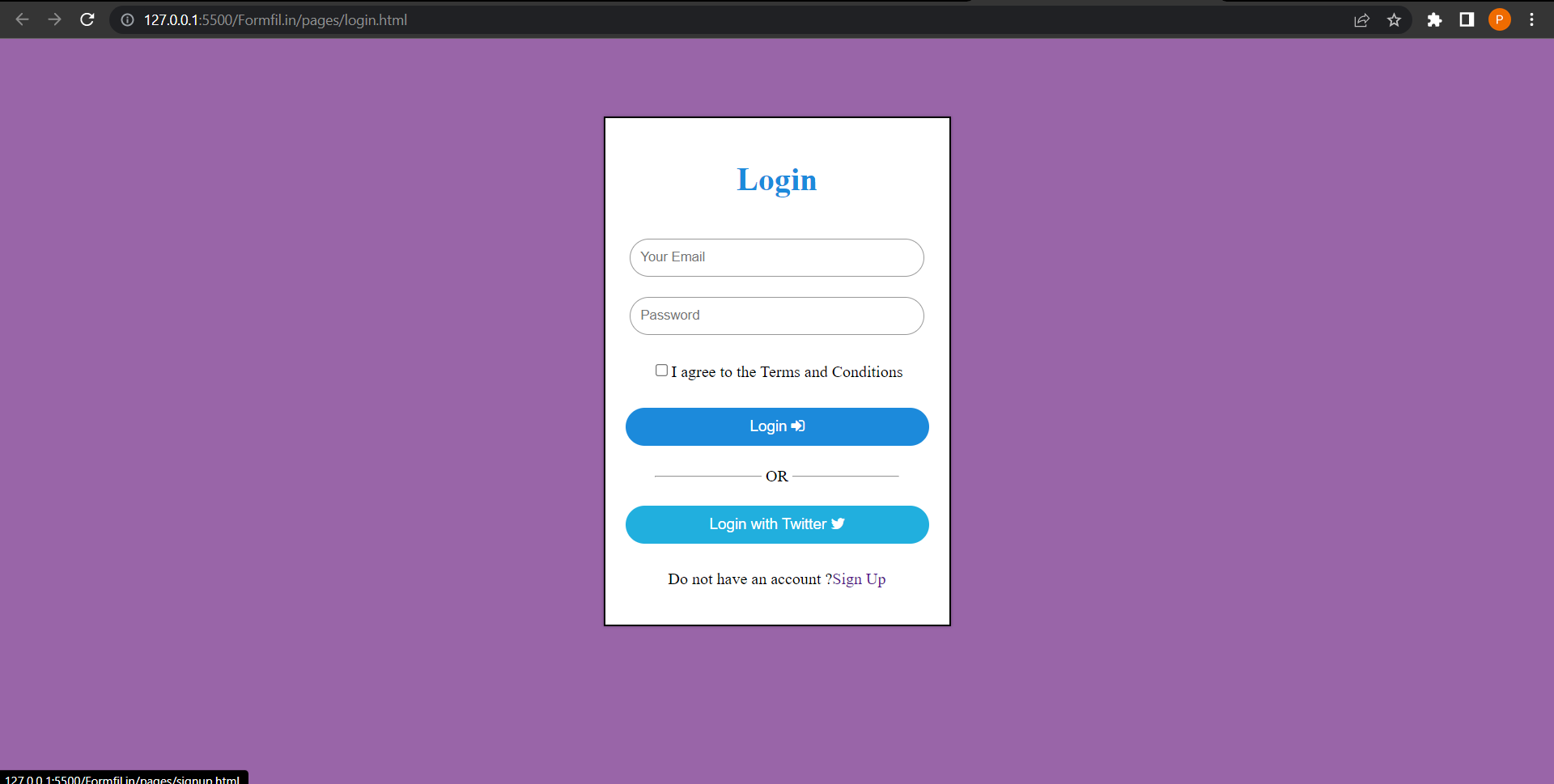Create Sign Up & login Page and link them · Issue #7 · codervivek5/Formfil · GitHub
