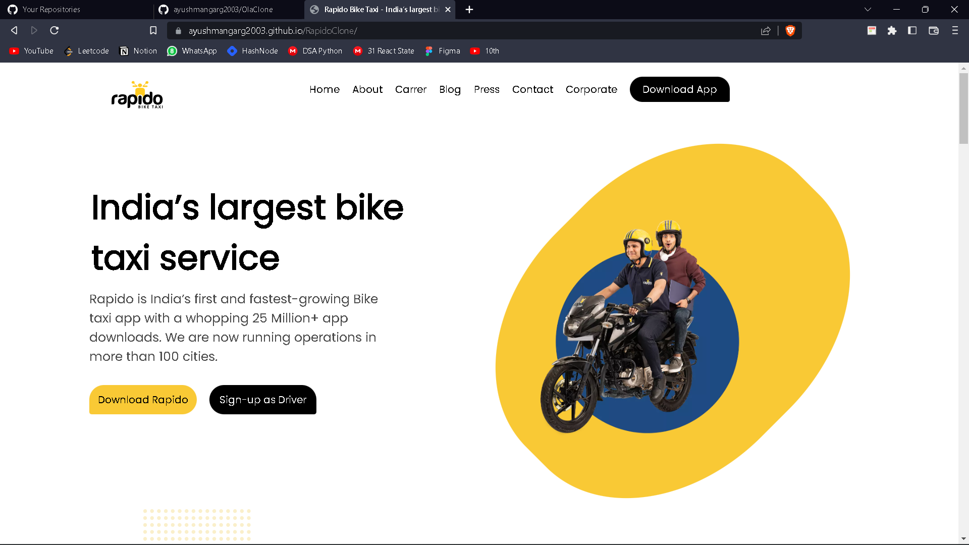GitHub - ayushmangarg2003/RapidoClone