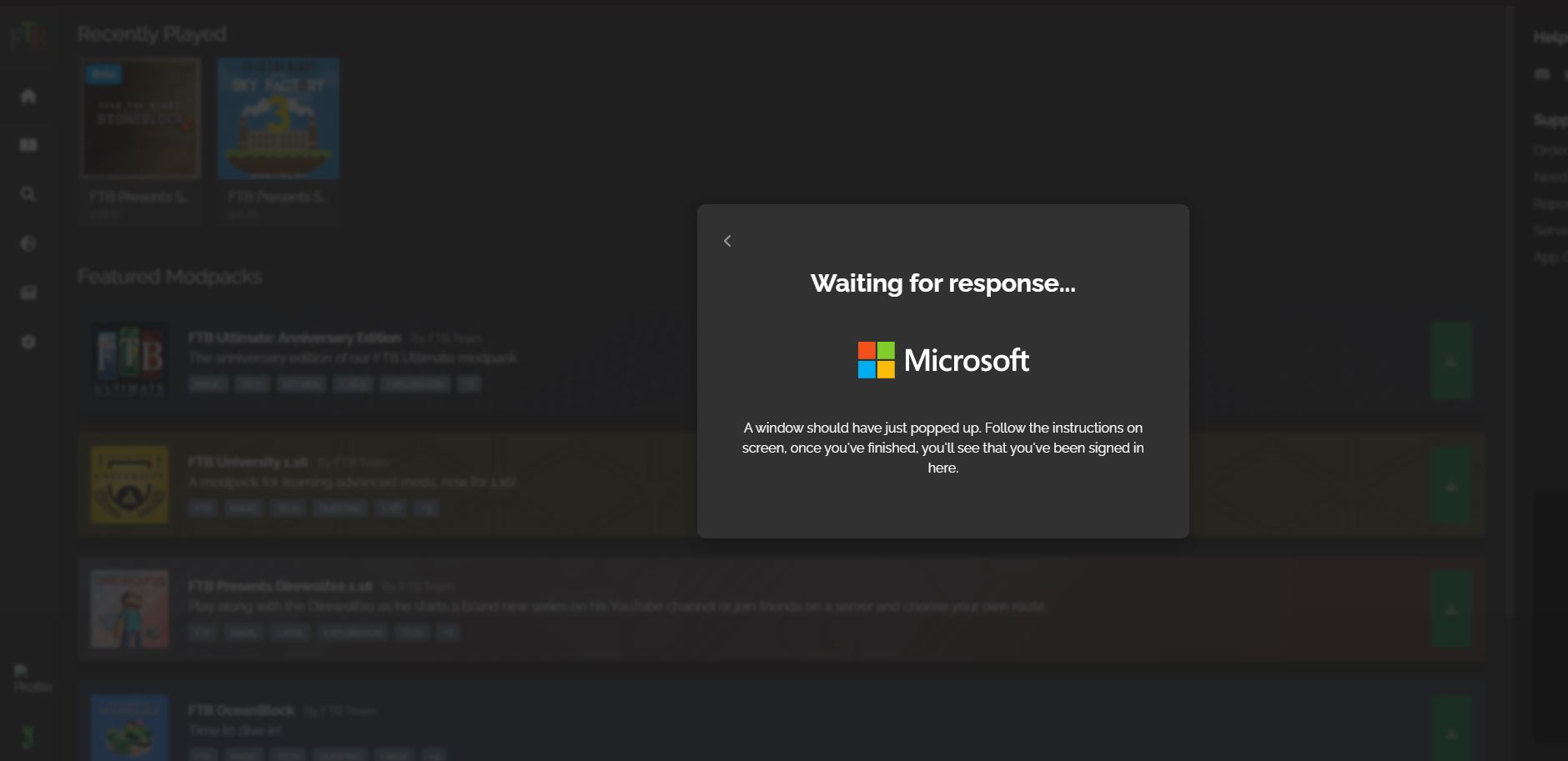 Waiting for response[Bug]: · Issue #517 · FTBTeam/FTB-App · GitHub