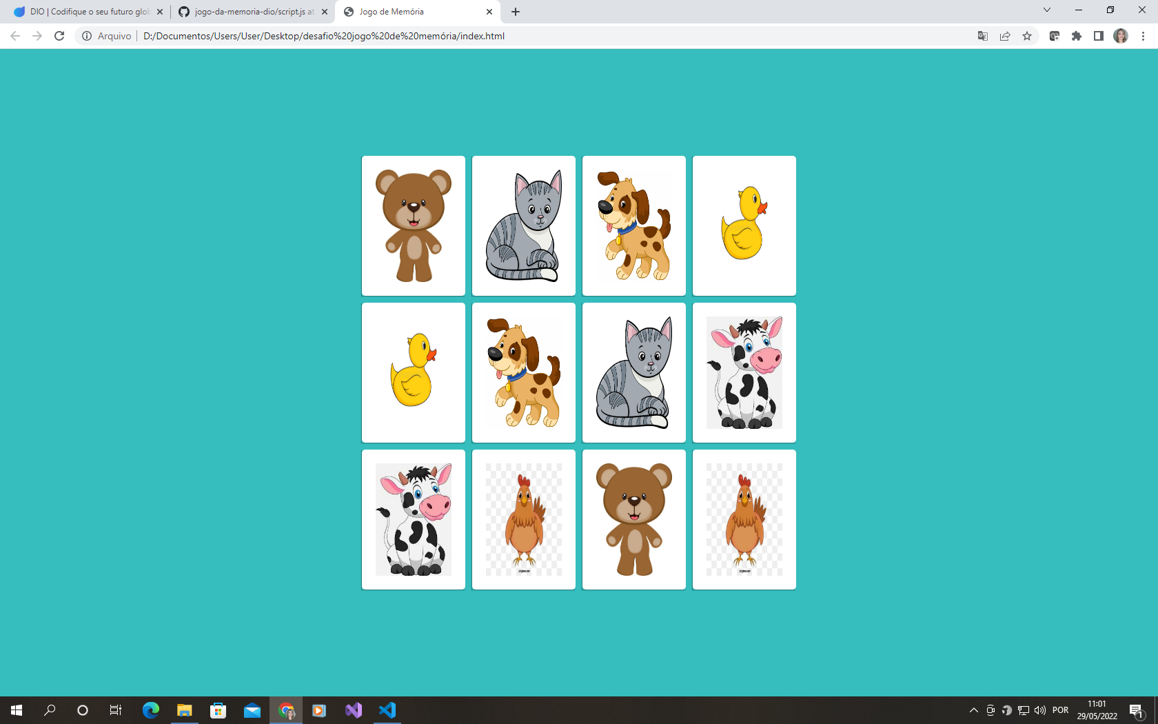 GitHub - katymilla/Jogo-de-Mem-ria-Infantil: Esse repositório foi criado como desafio de Projeto ...