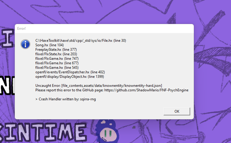 hey I'm trying to make a fnf mod if the psych eginge and it had a error ...