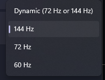 Refresh rate options don't include Windows default dynamic refresh rate ...