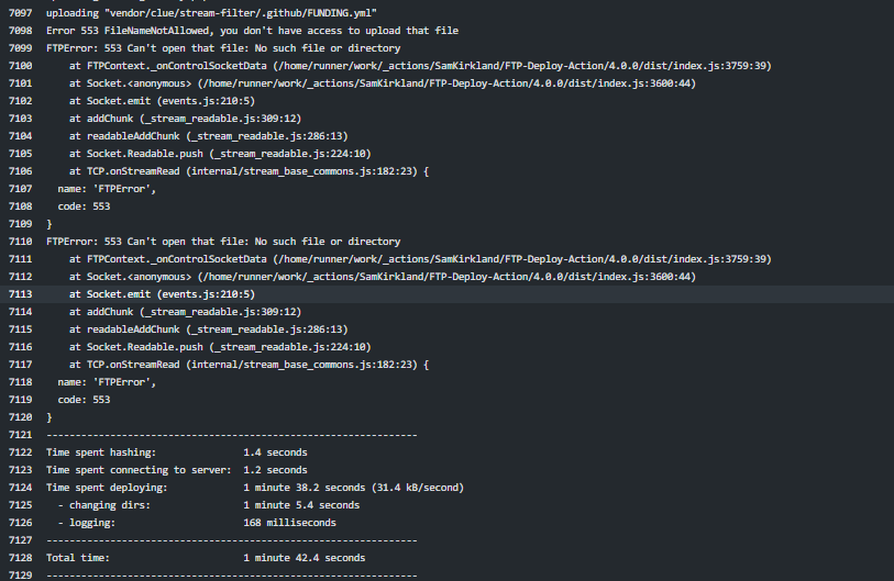 Action Doesn T Fail Even If The Process Fails · Issue 150 · Samkirkland Ftp Deploy Action · Github