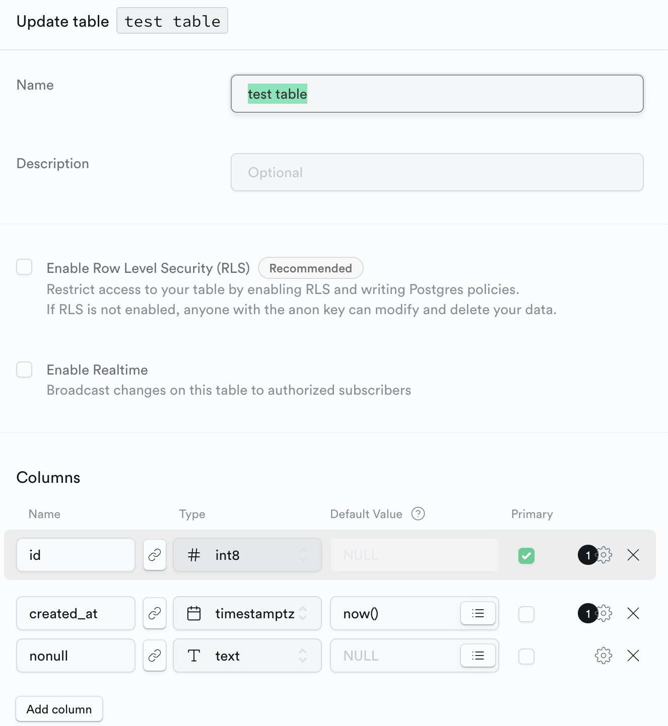 Edit Table panel and the Edit Column panel feature parity · Issue #8741 · supabase/supabase · GitHub