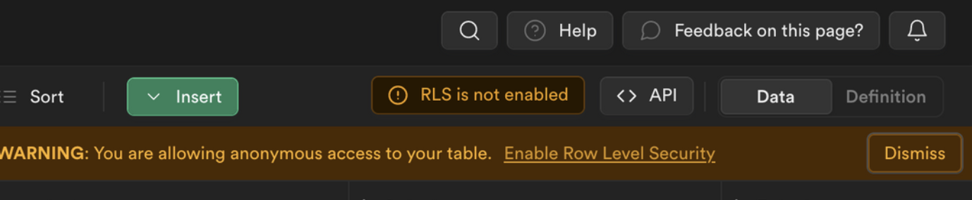 Reduce RLS warning clutter · Issue #14130 · supabase/supabase · GitHub