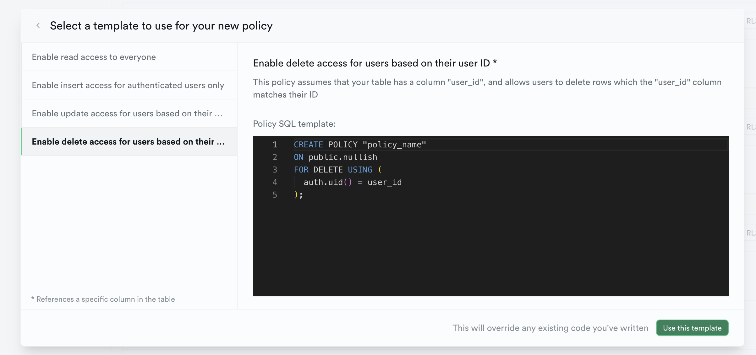 Add New Rls Policy Template For Insert · Issue 15416 · Supabase Supabase · Github