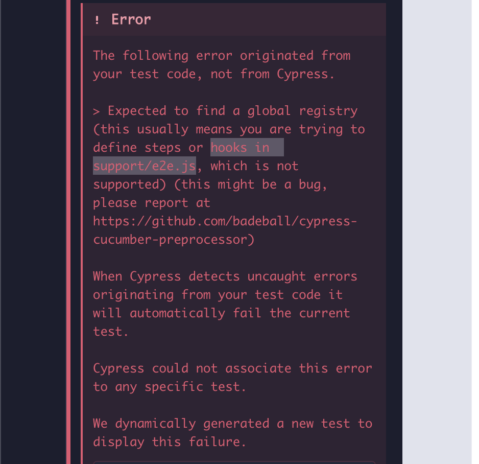 Cannot Run My Feature File If There Is A Hooks In Supporte2ejs · Issue 815 · Badeball