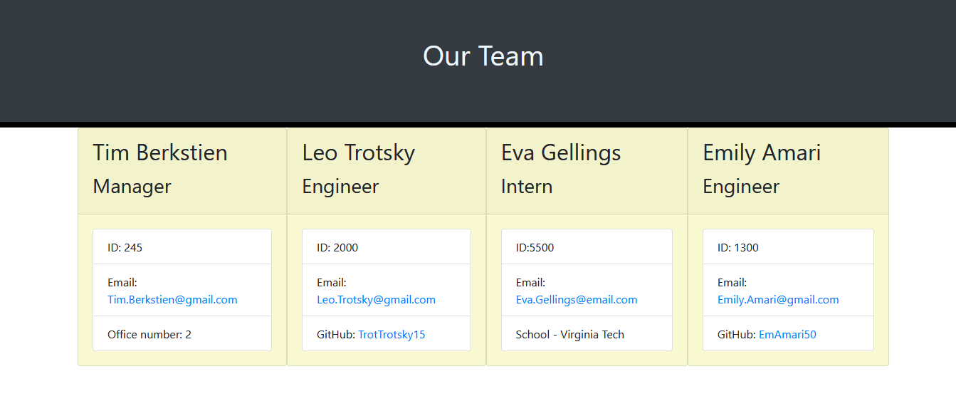 GitHub - BillyFletcher99/Team-Profile-Generator