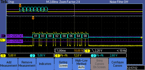 Modbus RTU communications Using RS-232. No response, CRC exception ...