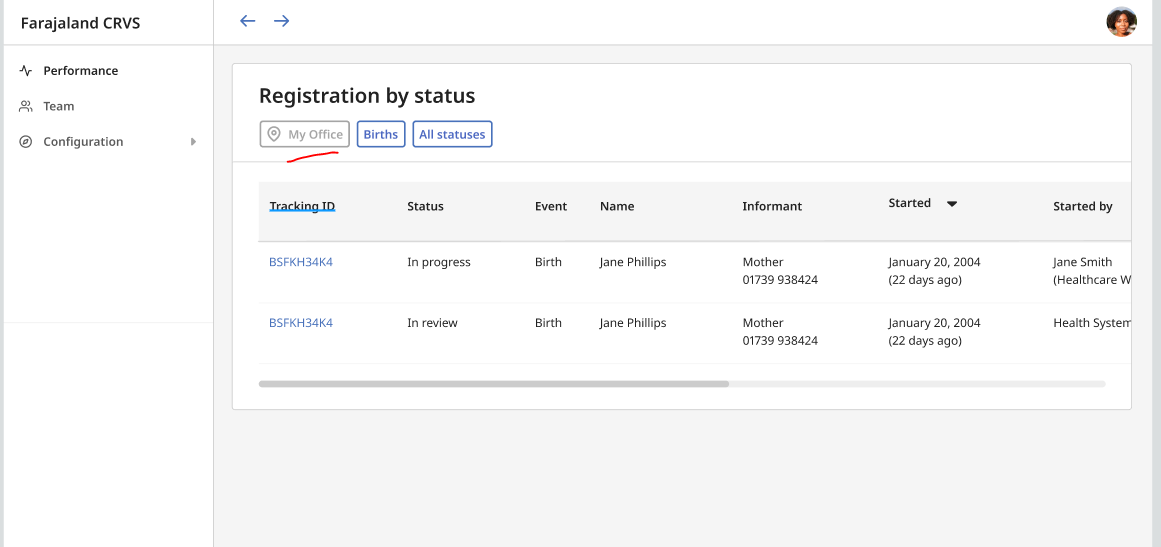 Search by Location should be disabled from registration by status pages · Issue #3264 · opencrvs ...