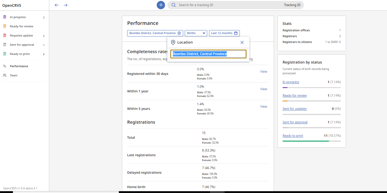 Search by Location should be disabled from registration by status pages · Issue #3264 · opencrvs ...