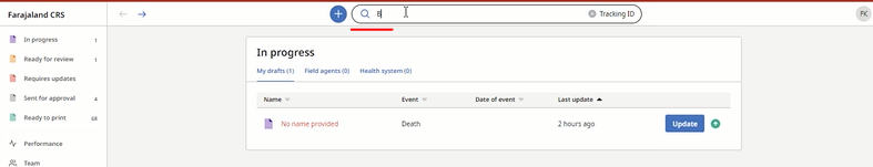 Remove previous search and form entries · Issue #2660 · opencrvs/opencrvs-core · GitHub