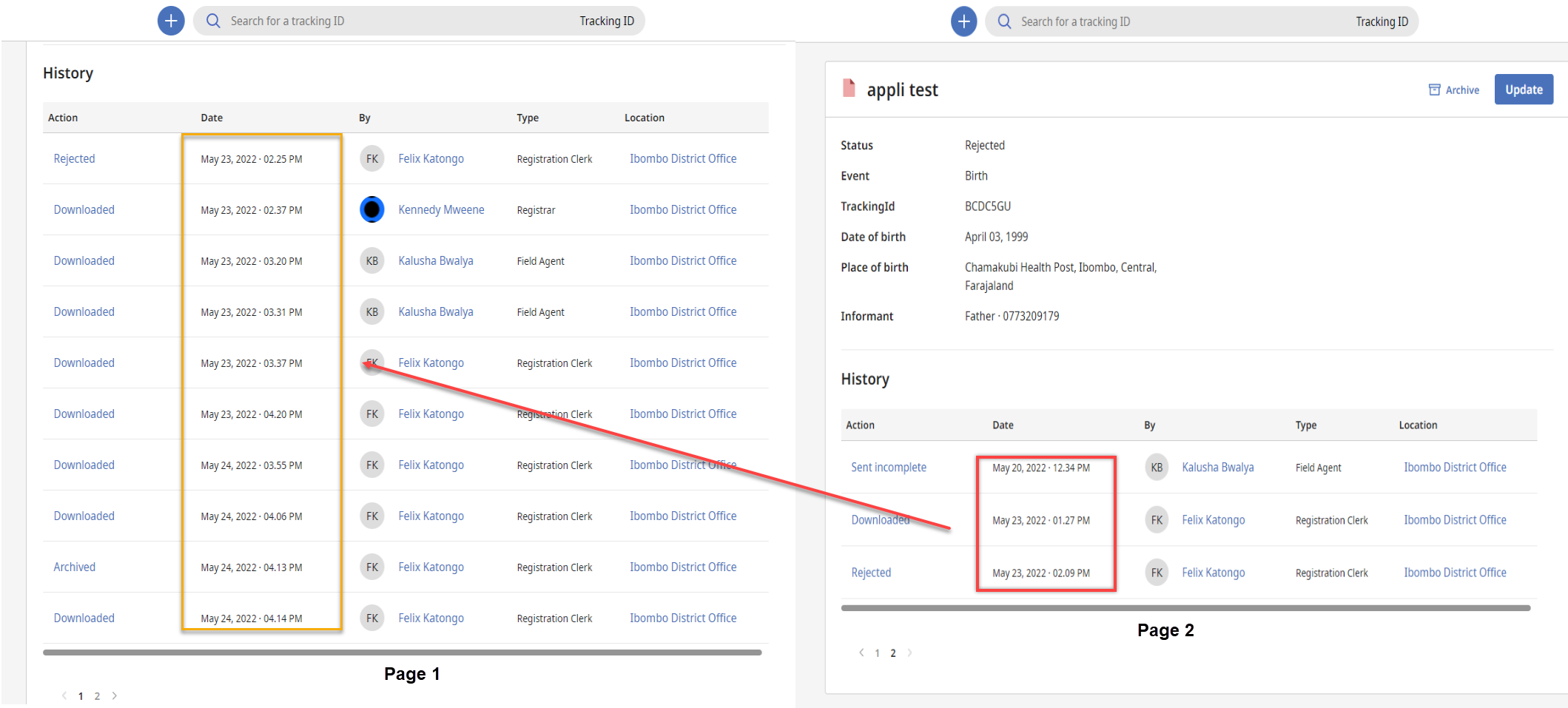Sorting is not correct in History page · Issue #3199 · opencrvs/opencrvs-core · GitHub