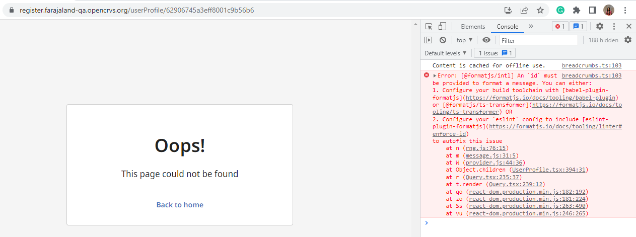 System crashes after clicking on a user name of a newly created user except field agent from ...