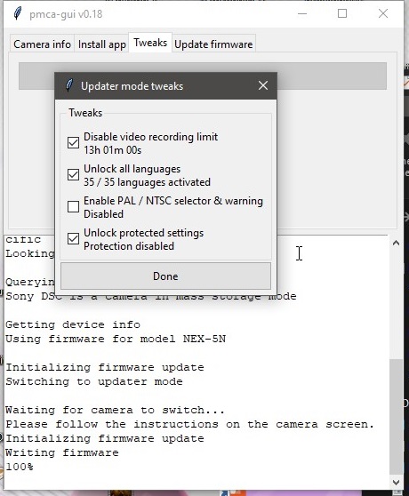 60i/p mode on Sony Nex-5N · Issue #329 · ma1co/Sony-PMCA-RE · GitHub