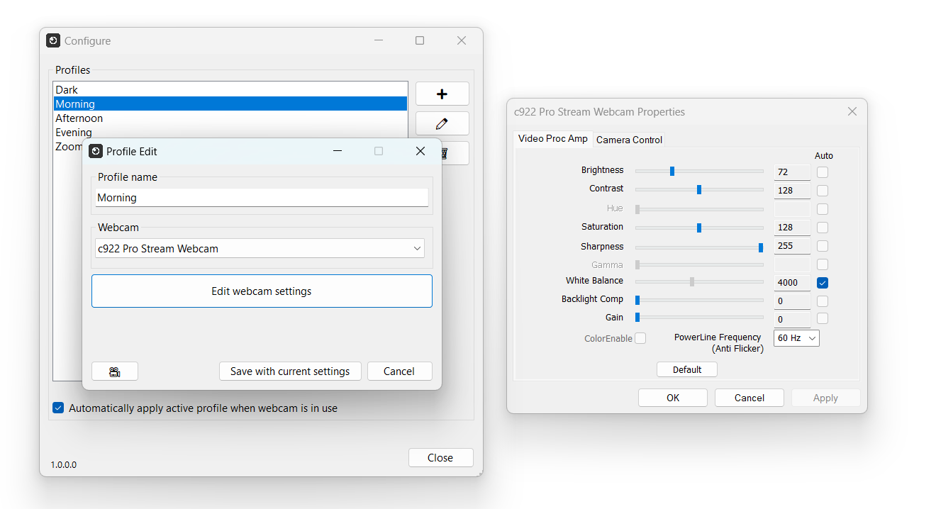 GitHub - davidlep/WebcamQuickProfiles: Simple application to manually ...