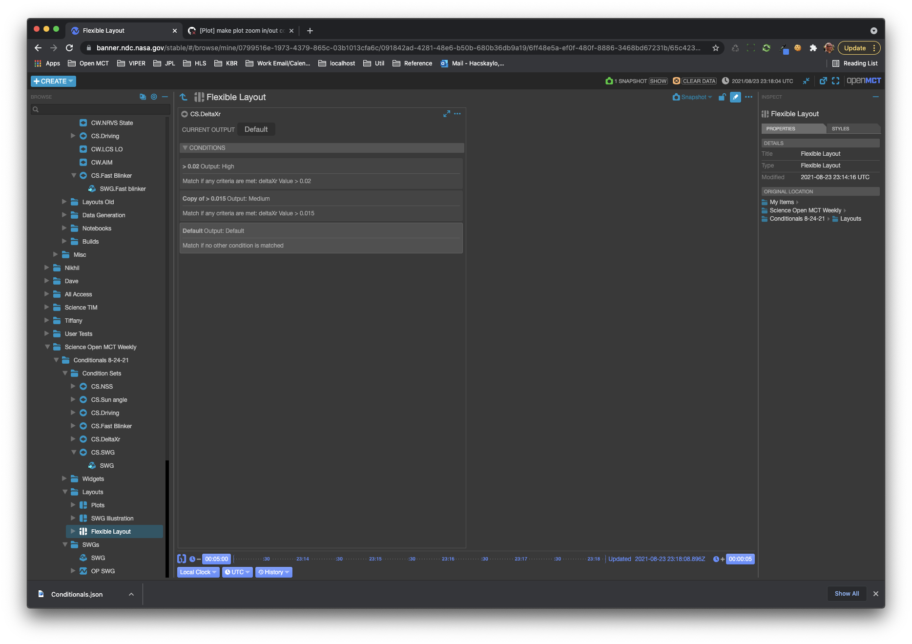 Flexible Layouts display Condition Sets as their editing/browsing ...