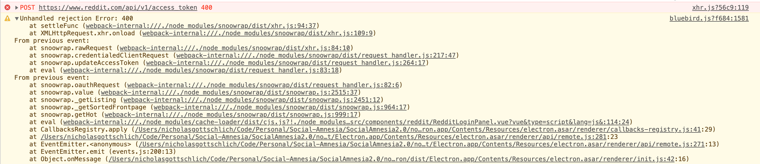 Unhandled rejection Error: 400 · Issue #261 · not-an-aardvark/snoowrap · GitHub