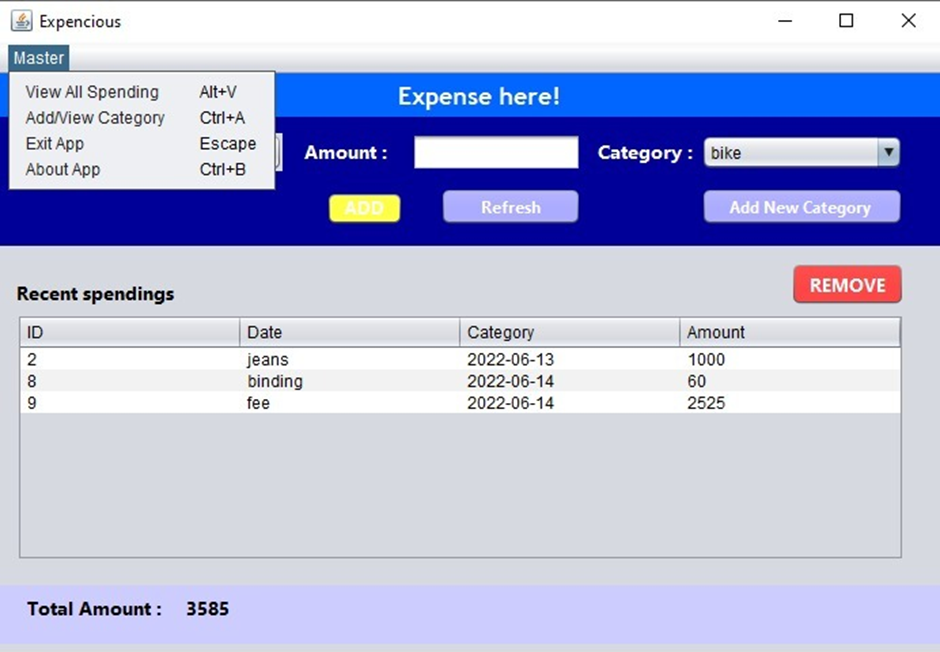 GitHub - AmirthaVarshniMohan/Expencious: A java application that keeps ...