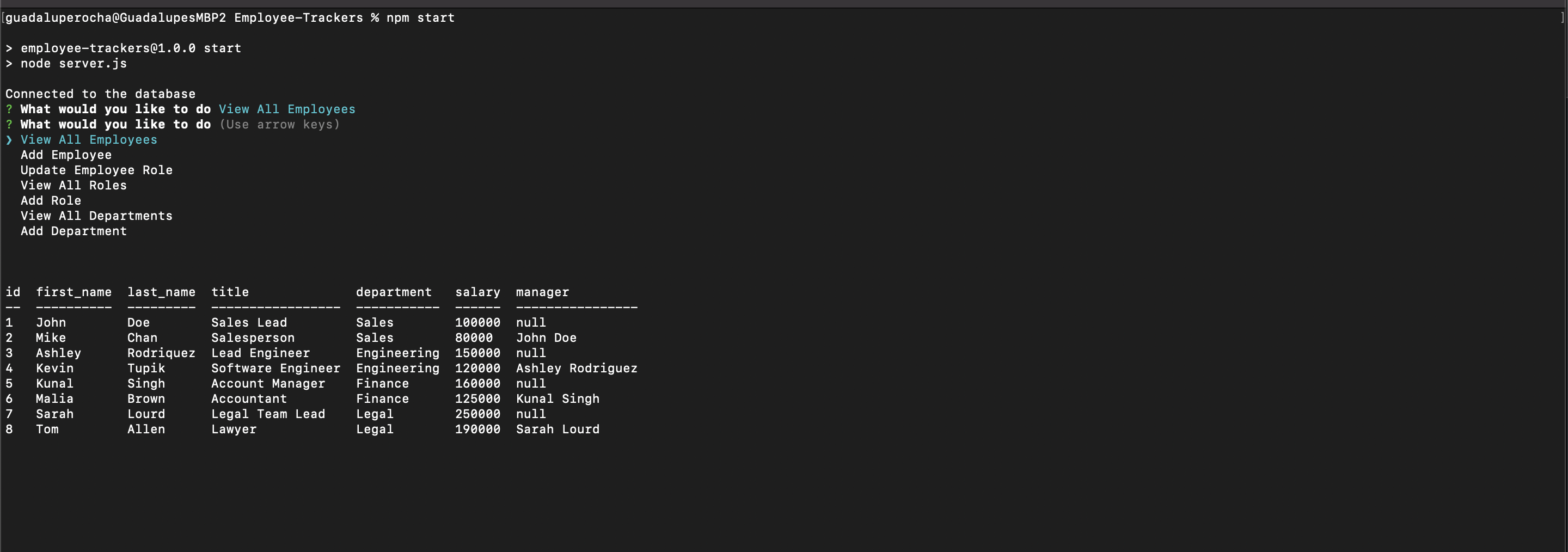 GitHub - grocha78/Employee-Trackers: A command-line application that manages a company's ...