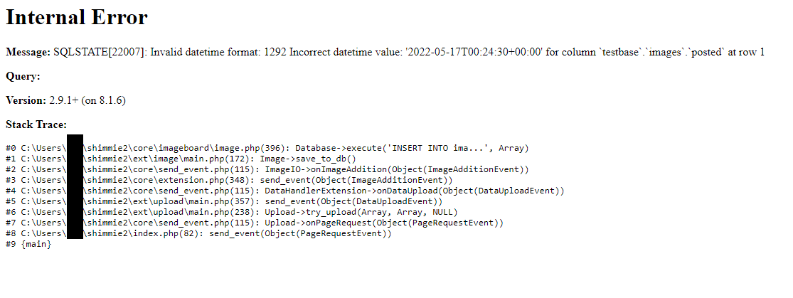 Invalid Datetime Format · Issue 880 · Shish Shimmie2 · Github