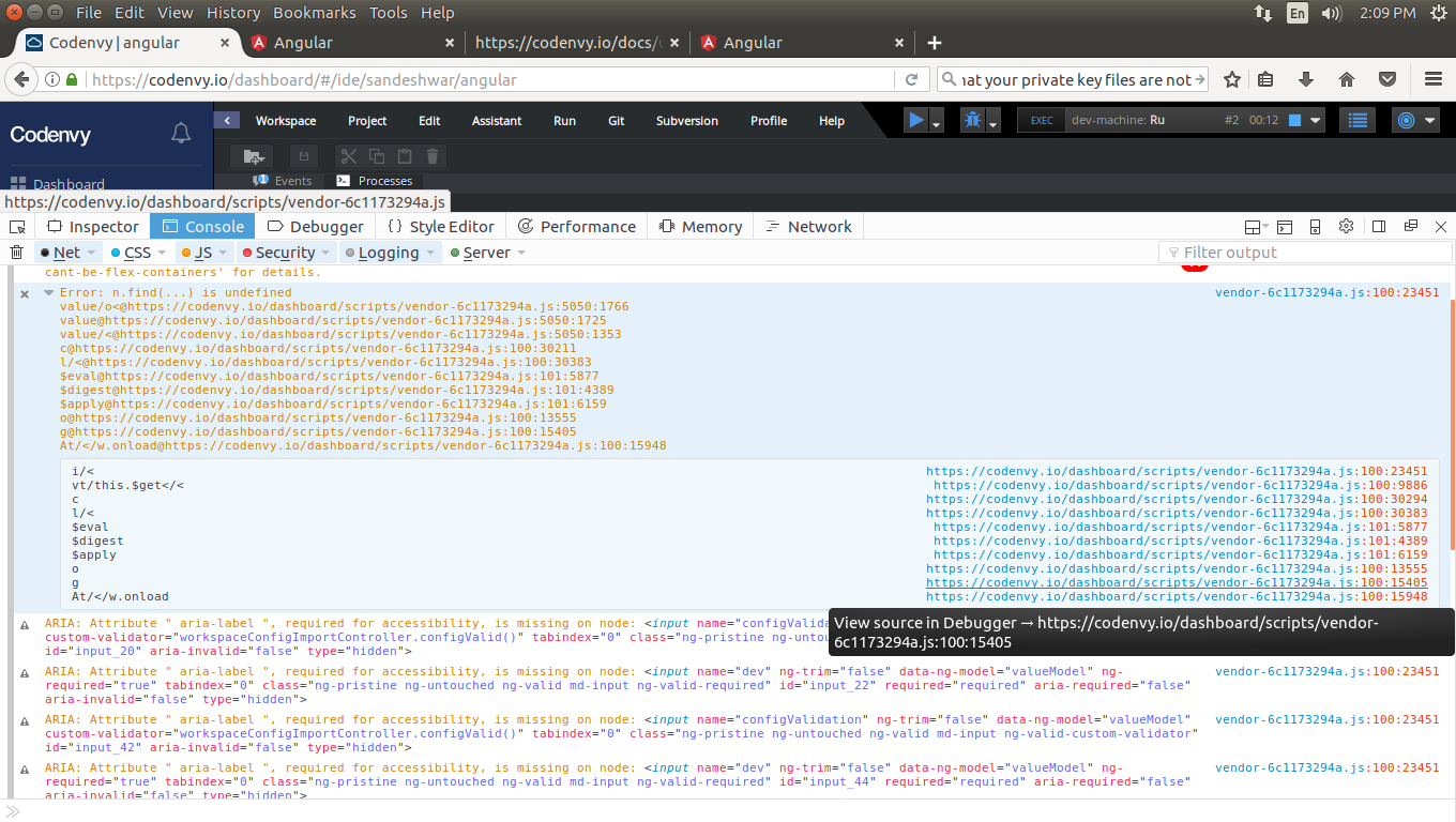 Browser tab hangs while running Angular 2 app · Issue #2342 · codenvy/codenvy · GitHub