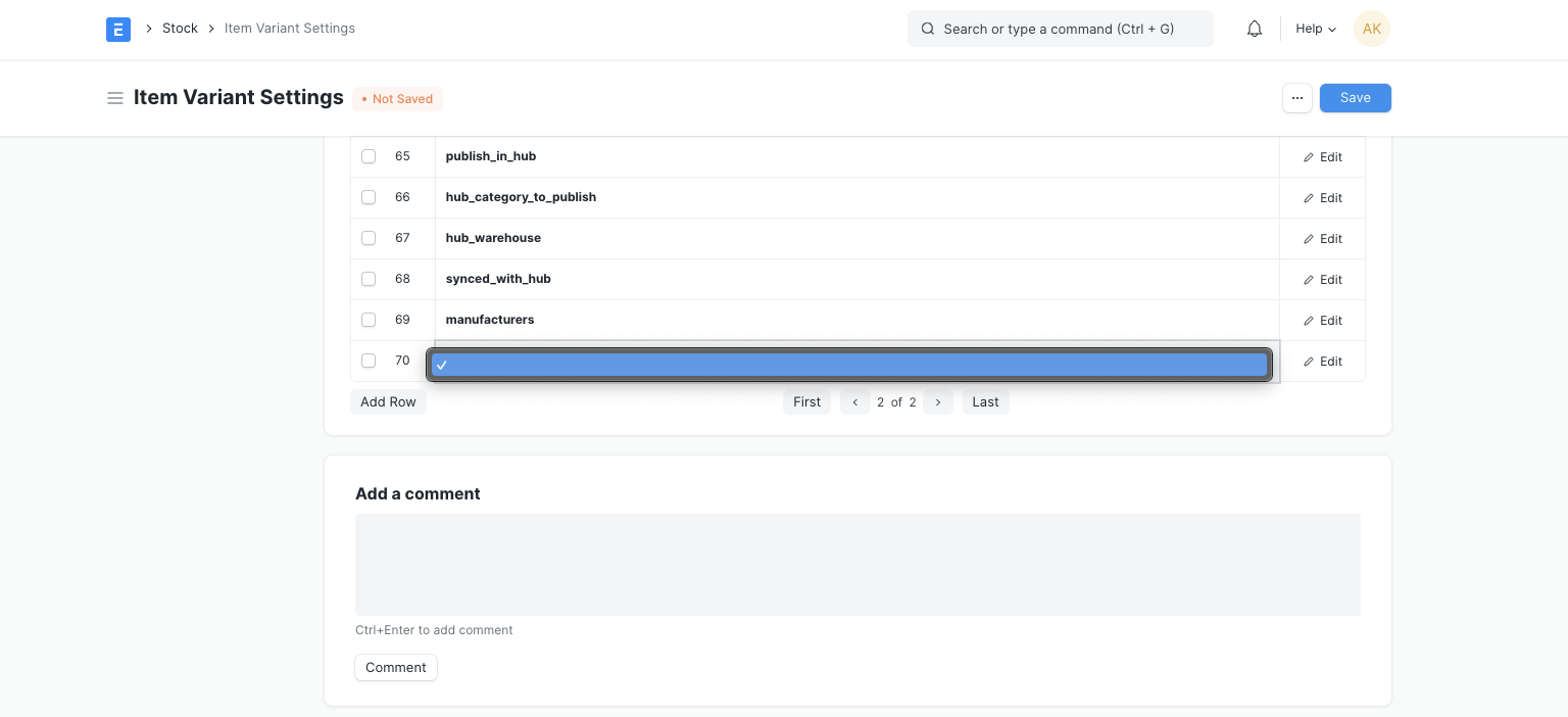 Item Variant Settings Fields dropdown shows up empty V13 · Issue #25381 · frappe/erpnext · GitHub