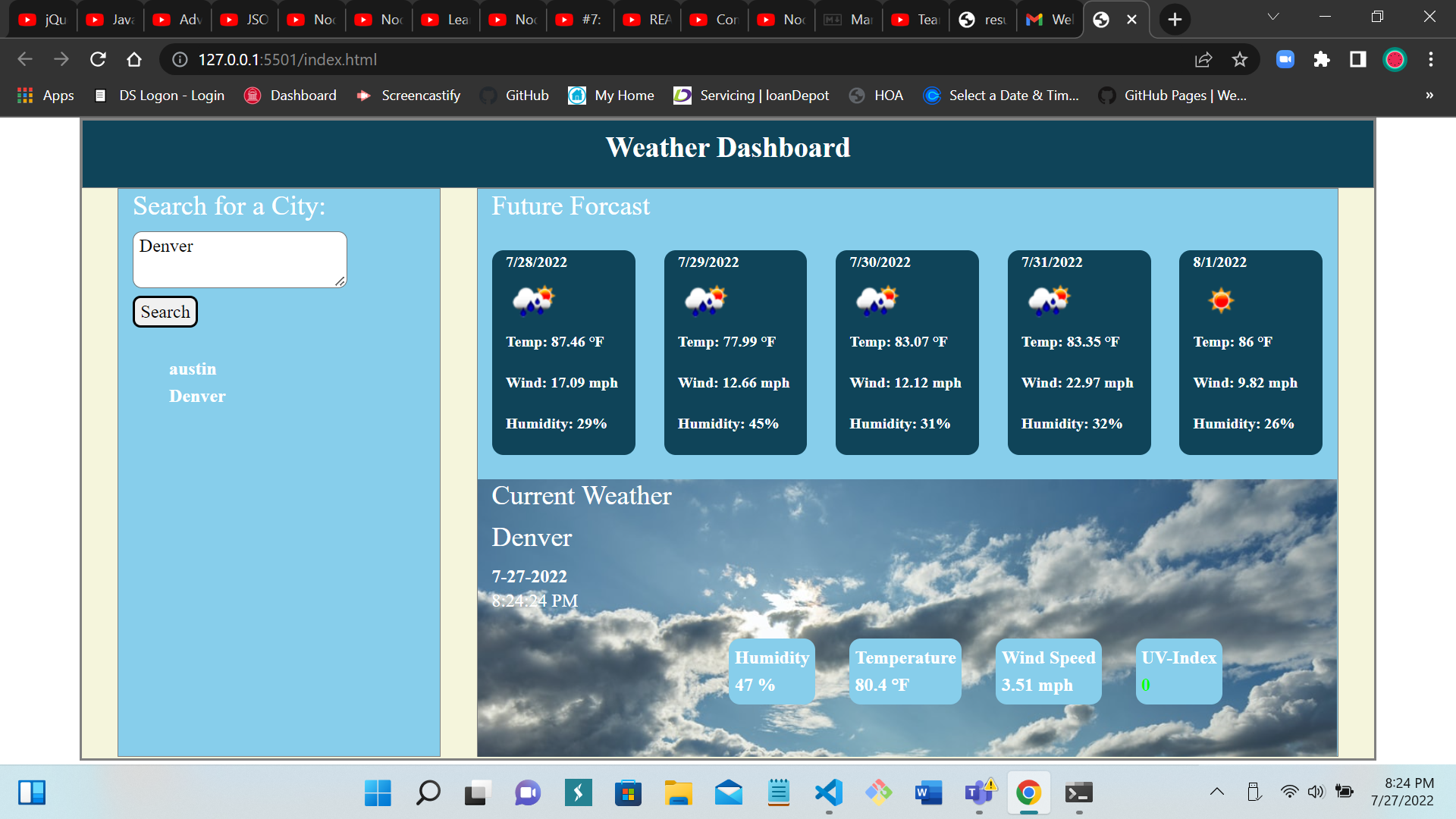 GitHub - chitizpanday/weather_Dashboard: Building Weather App