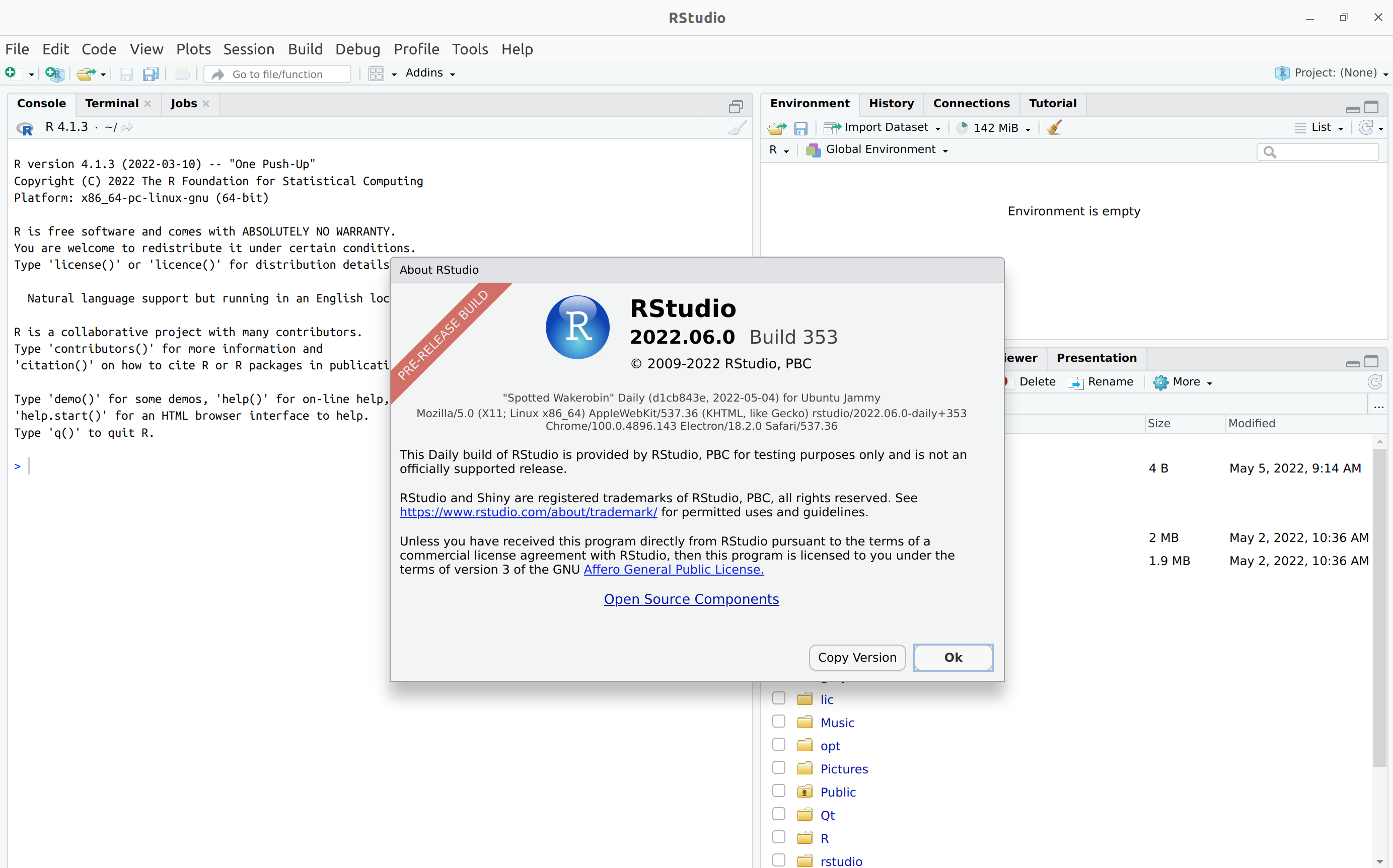 Pops up like About RStudio are transparent on Ubuntu 22.04 (Electron) · Issue #11126 · rstudio ...