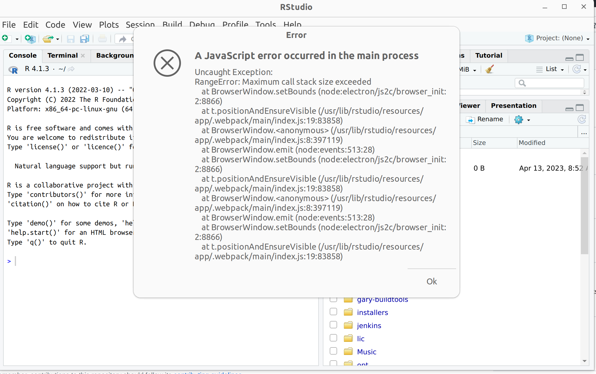 Javascript Exception When Restoring Window On Ubuntu 22 · Issue 13027 0997