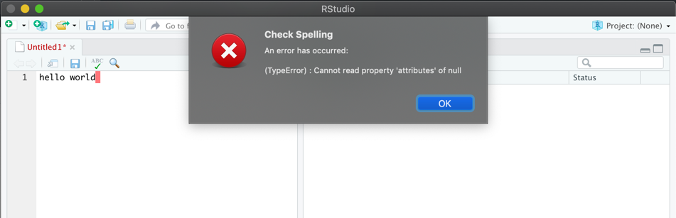 Javascript exception from clicking spellcheck button · Issue #5496 · rstudio/rstudio · GitHub
