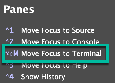 The shortcut to focus the cursor on the terminal is not documented in ...