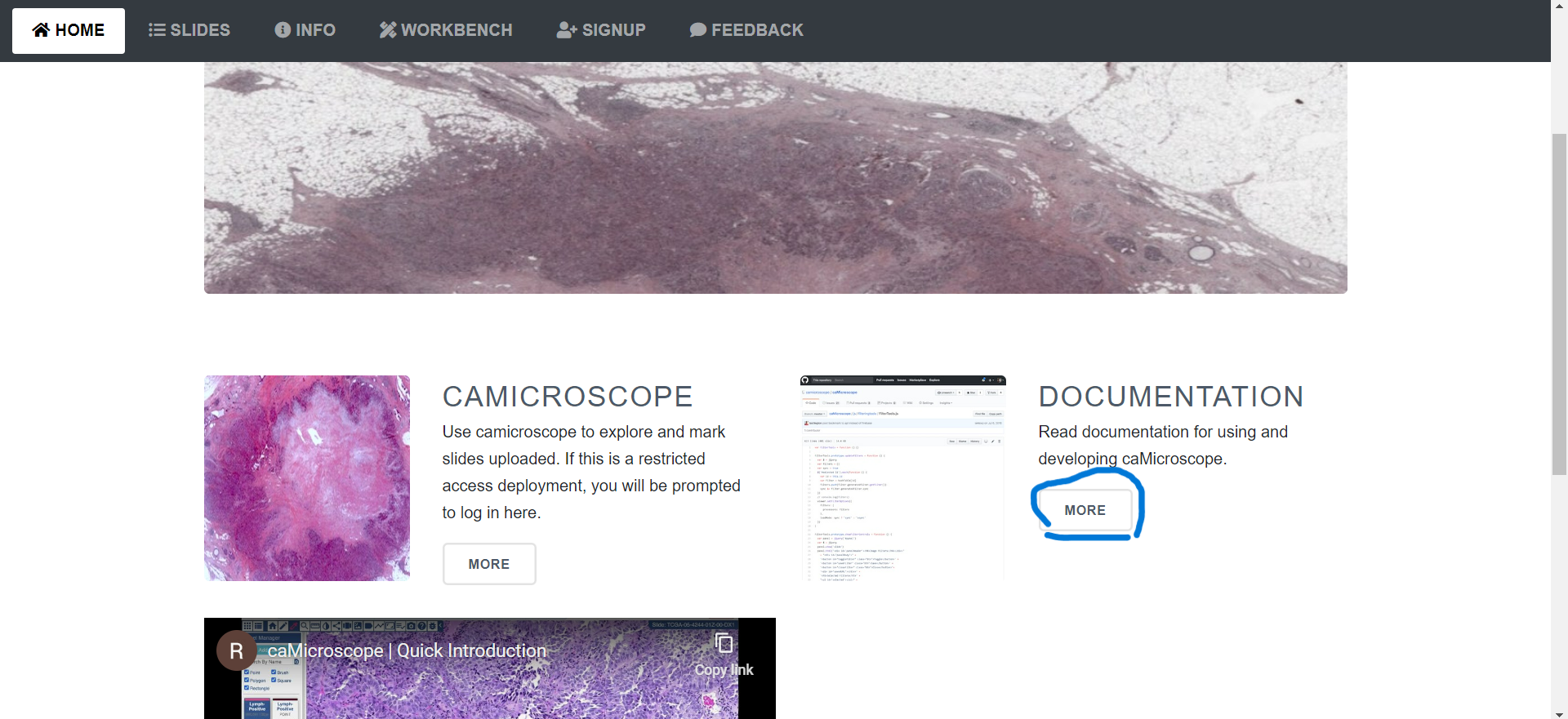 Navbar Not Displaying In Documentation Page Issue 583 Camicroscope