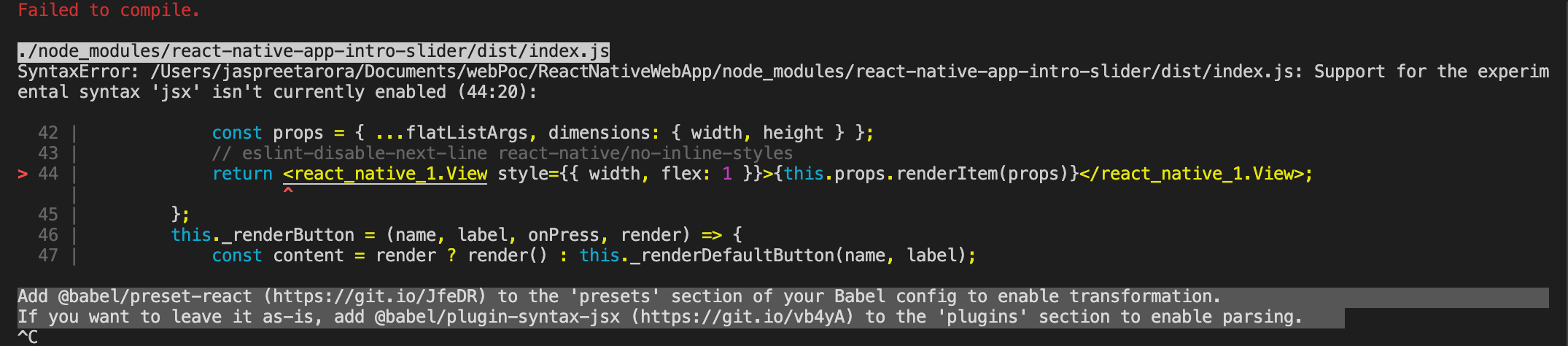 Support for the experimental syntax 'jsx' isn't currently enabled · Issue #1840 · necolas/react ...